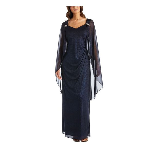 R&M Richards | Dresses | Rm Richards Womens Black Attached Capelet ...